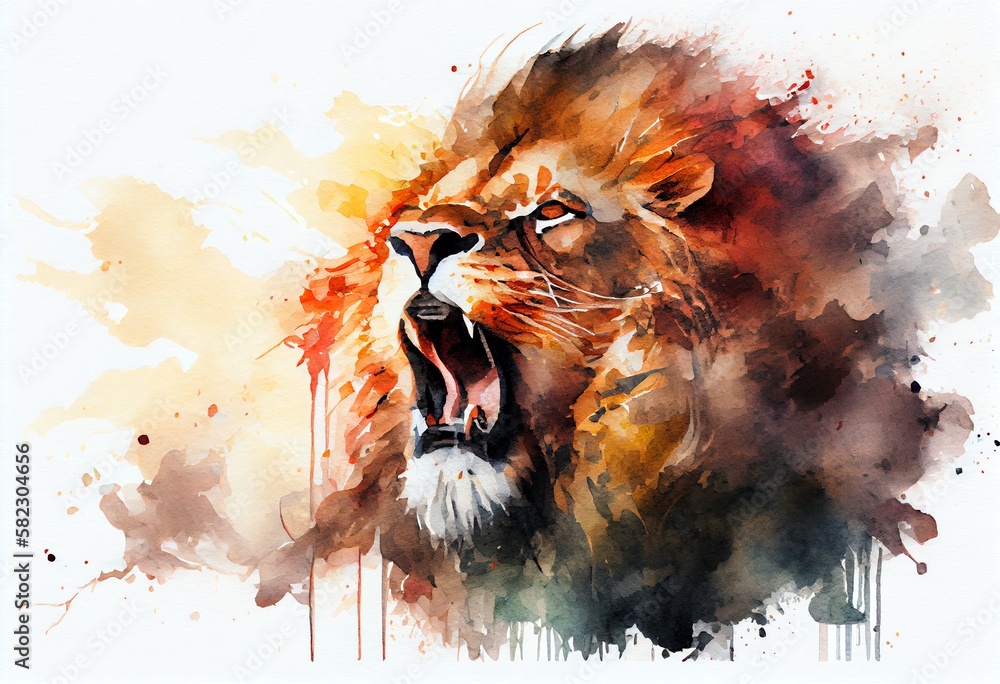 Watercolor Illustration of a In The Face Of A Beast In The Form Of An ...