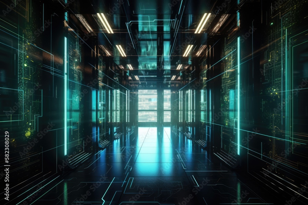 mainframe sequence in a light stream visualization from the future ...