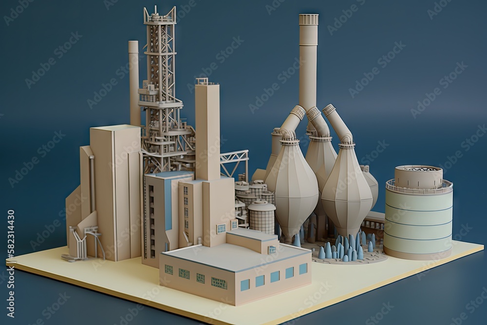 geometric model of building of chemical plant at refinery complex ...