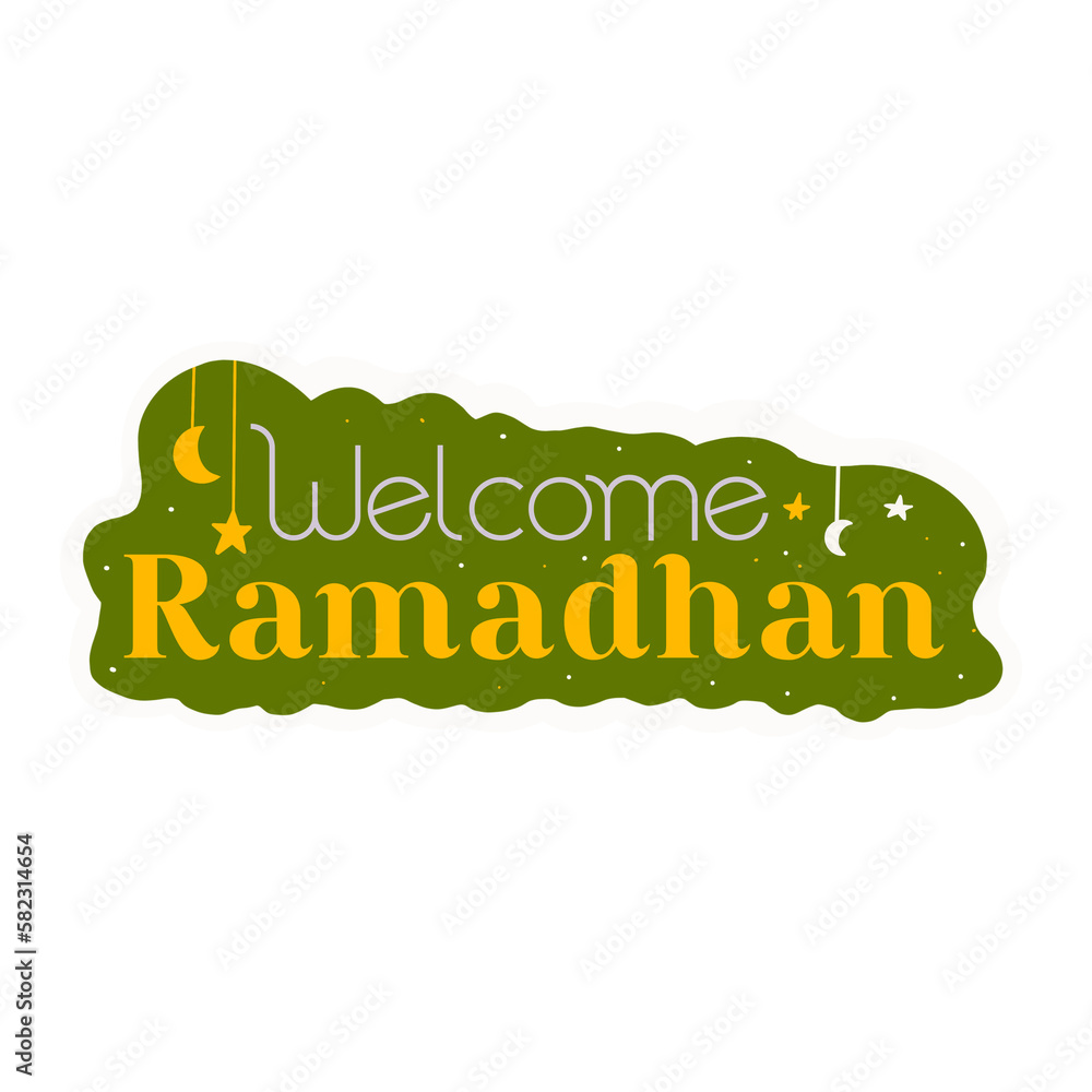 Welcome Ramadhan Sticker Art Illustration Stock Illustration | Adobe Stock