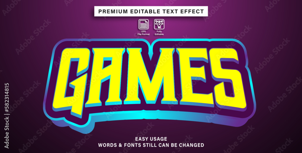 Text effect with examples of games writing Stock Vector | Adobe Stock
