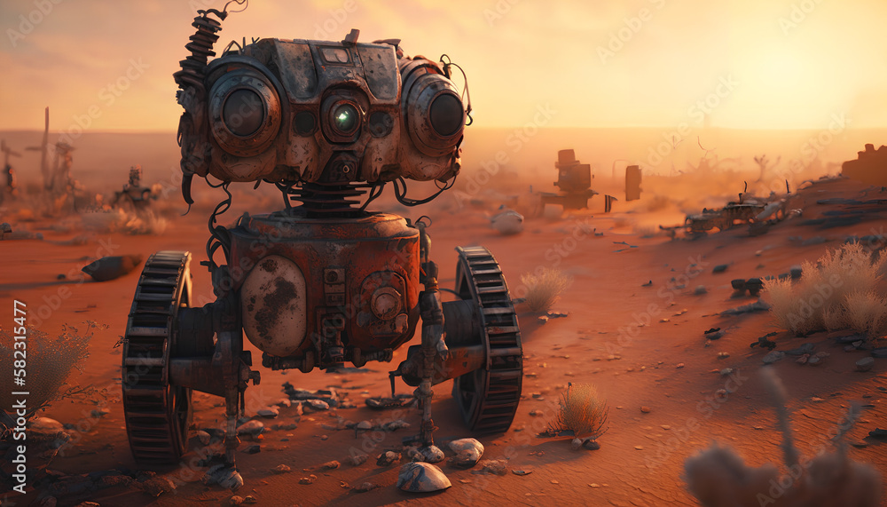 Mars Exploration Treads Droid, Barren Wasteland Journeying, Scrap Parts ...