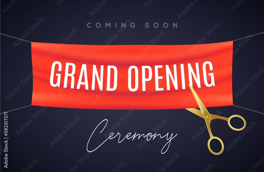 Grand Opening ceremony poster concept invitation. Grand opening event ...