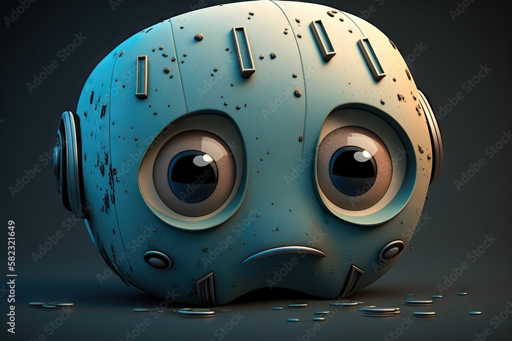 emotional sad robot face with sadness and grief, created with ...