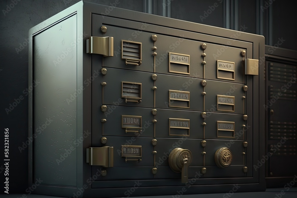 empty safe deposit box for keeping documents and valuables in vault ...