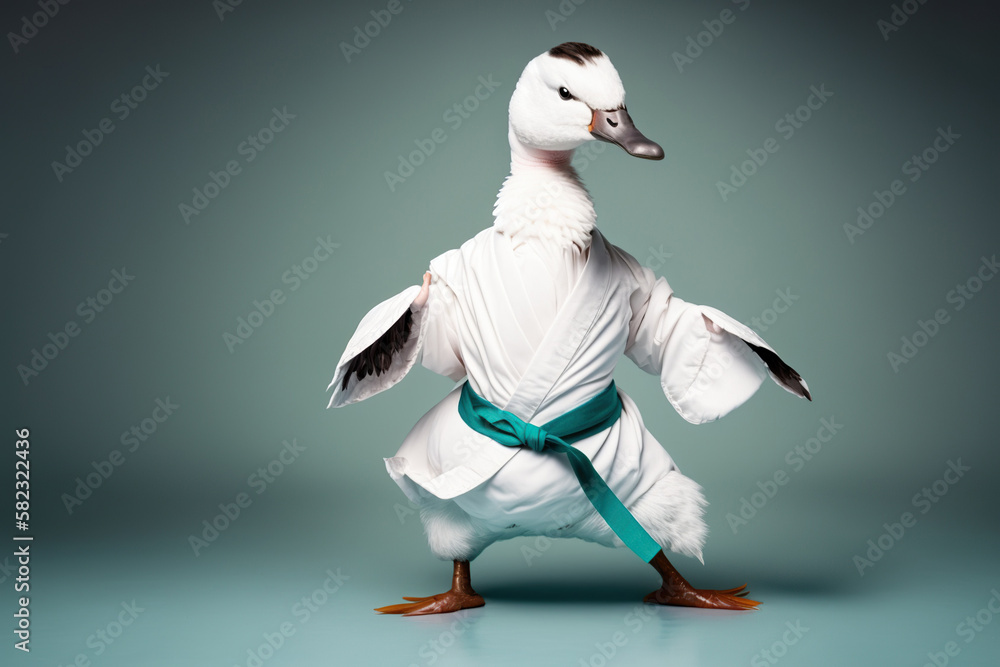 duck in kimono doing karate, created with Generative AI technology Stock Illustration | Adobe Stock