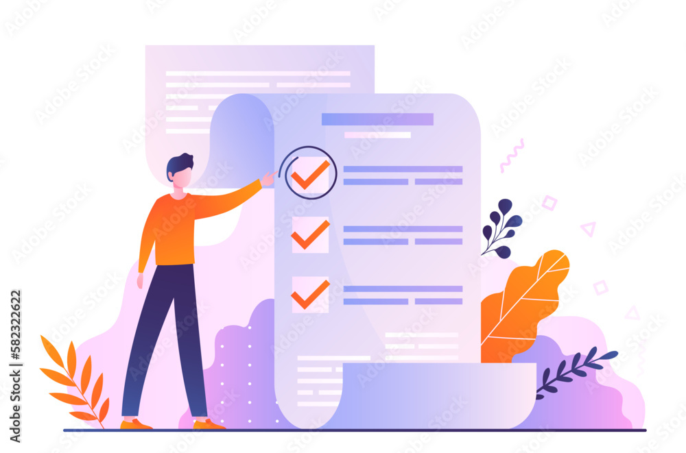 Priority manager concept. Man looks at to do list. Goal setting and ...