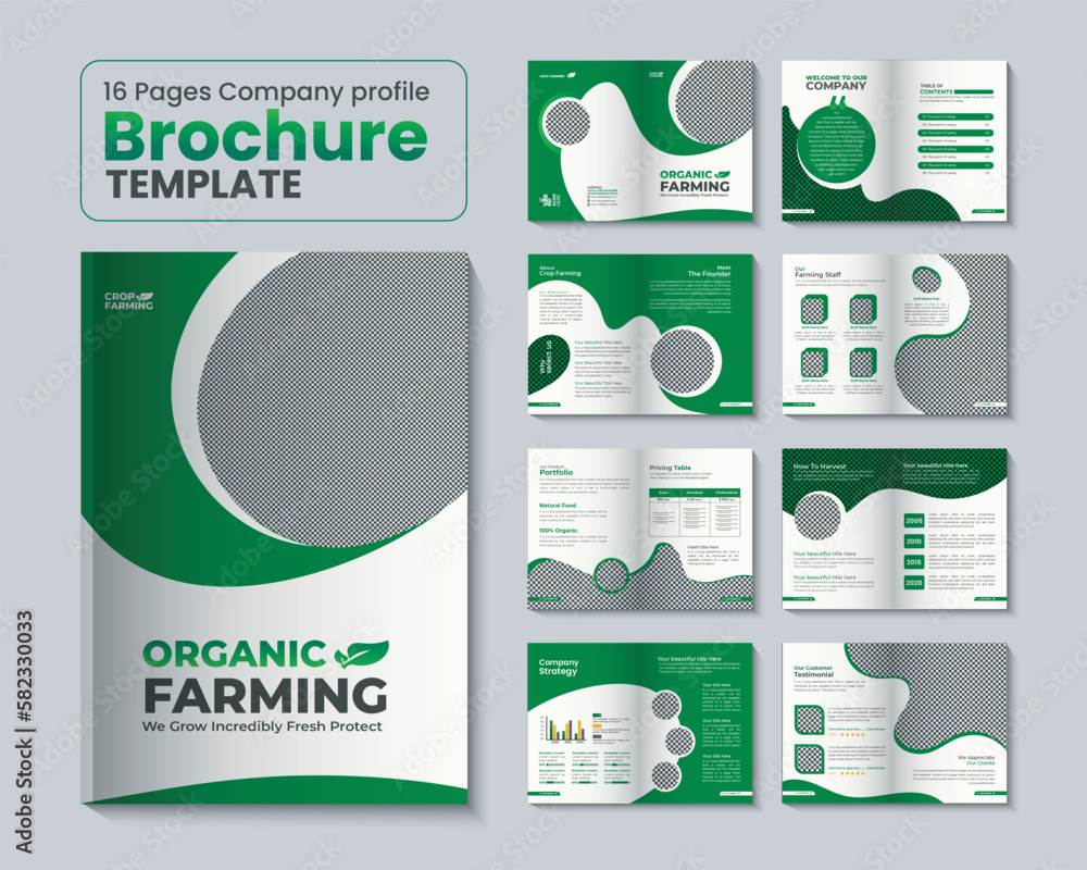 16 Pages Farming and agriculture company profile brochure template or ...