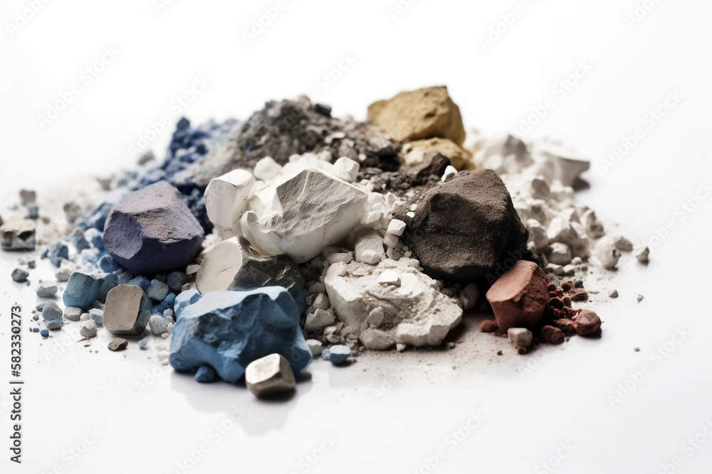Piles of mined and refined rare earth elements. Generative AI ...