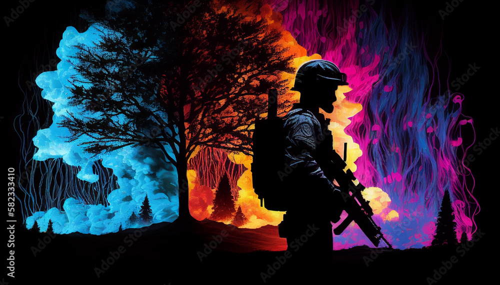 Soldier Amidst the Smoke: A Tribute to the Realities of War Stock ...