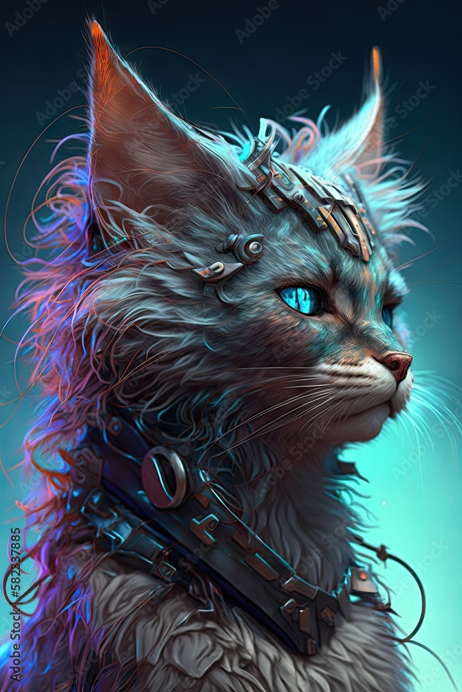 Meet Beautiful Futuristic Designer Art of LaPerm cat Feline: A Striking ...