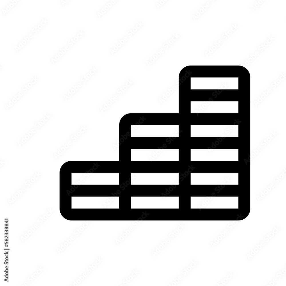 Editable coin stack, bar chart vector icon. Part of a big icon set ...