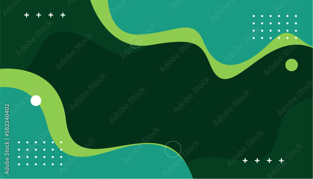 Vector simple background green color with wavy abstract shapes, use for Wallpaper, poster design ...
