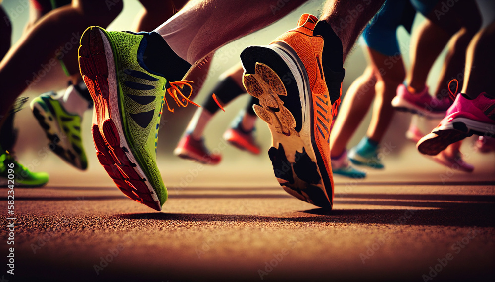 Marathon Runners Feet in Motion Generative Ai. V2 ilustração do Stock ...