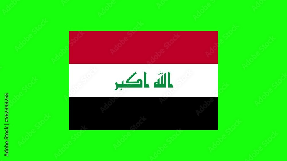 Iraq flag animation green screen chroma key background 4K motion ...