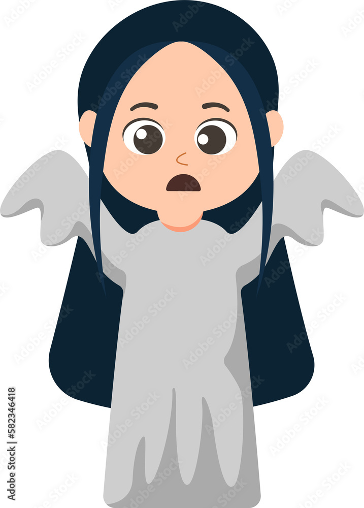 Halloween character kid cartoon in ghost costume Stock Illustration ...