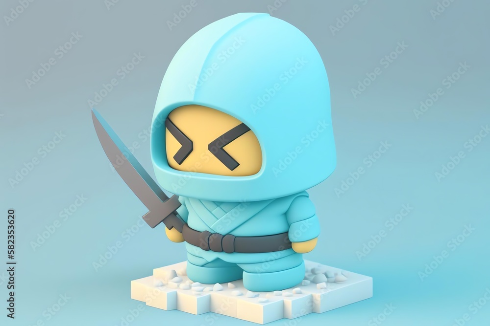 Cartoon Assassin, soft pastel color, perfectly detailed entire body. 3D ...