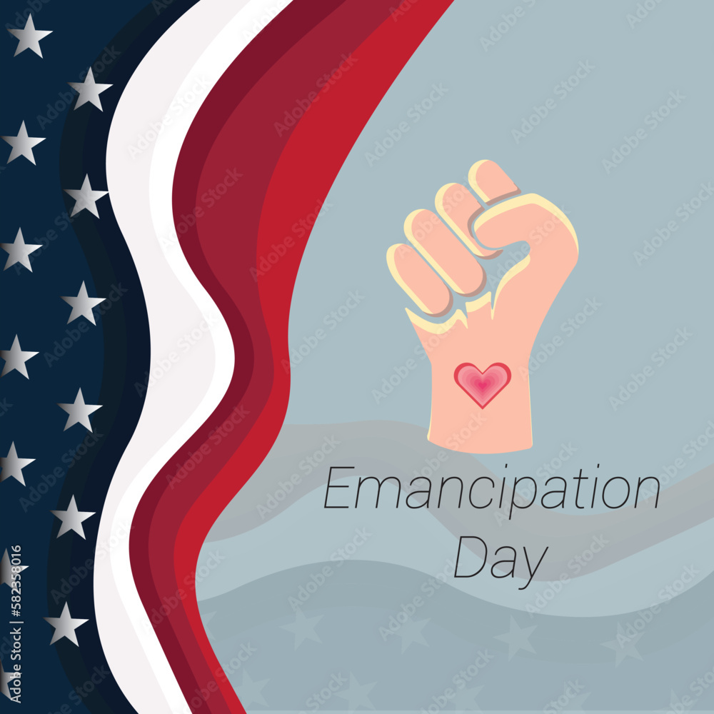 Emancipation day lettering with hand punch with love tattoo . suitable ...