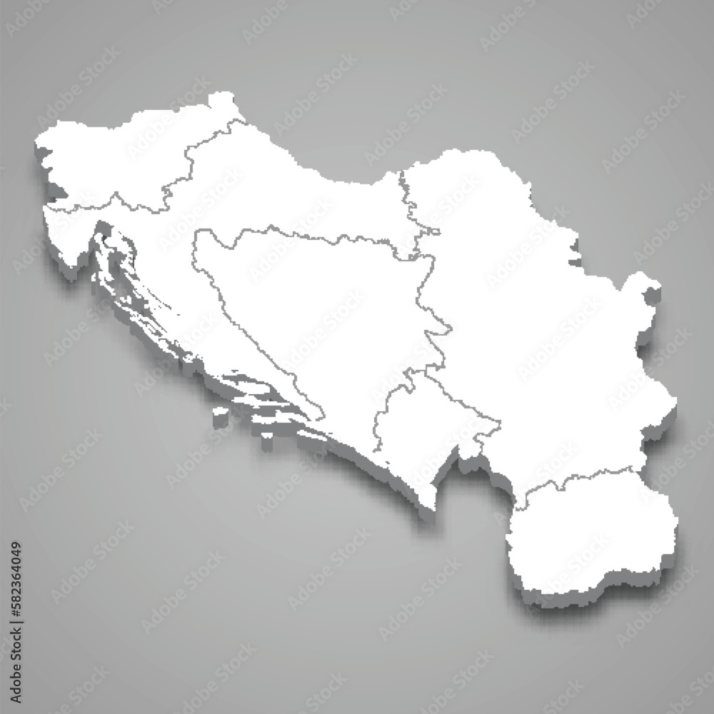 3d isometric map of Yugoslavia isolated with shadow Stock Vector ...