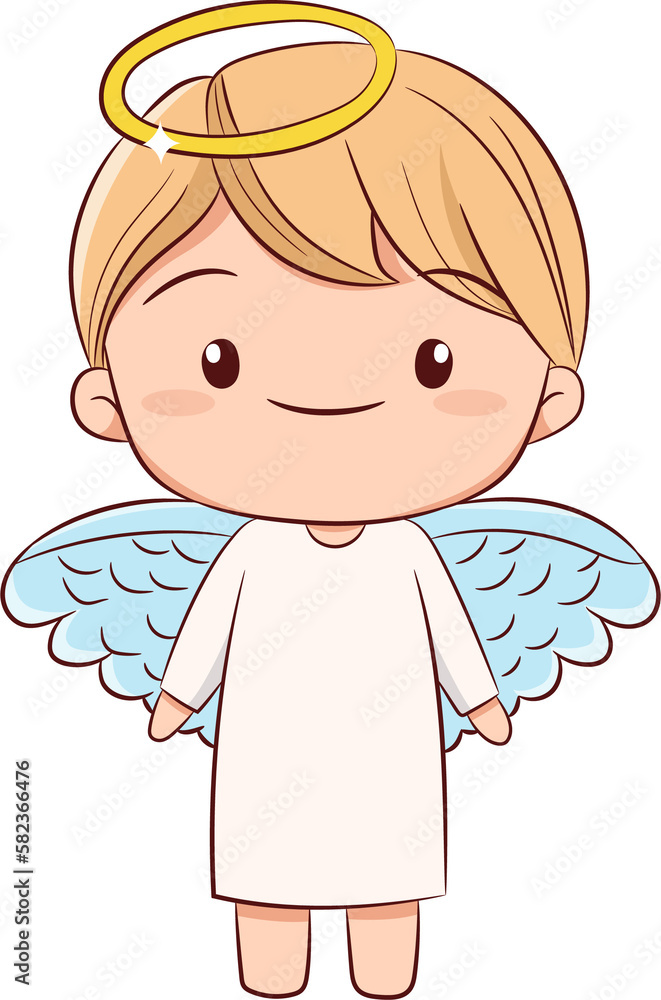 Cute angel boy standing hand drawn sketch style cartoon character PNG Stock Illustration | Adobe ...