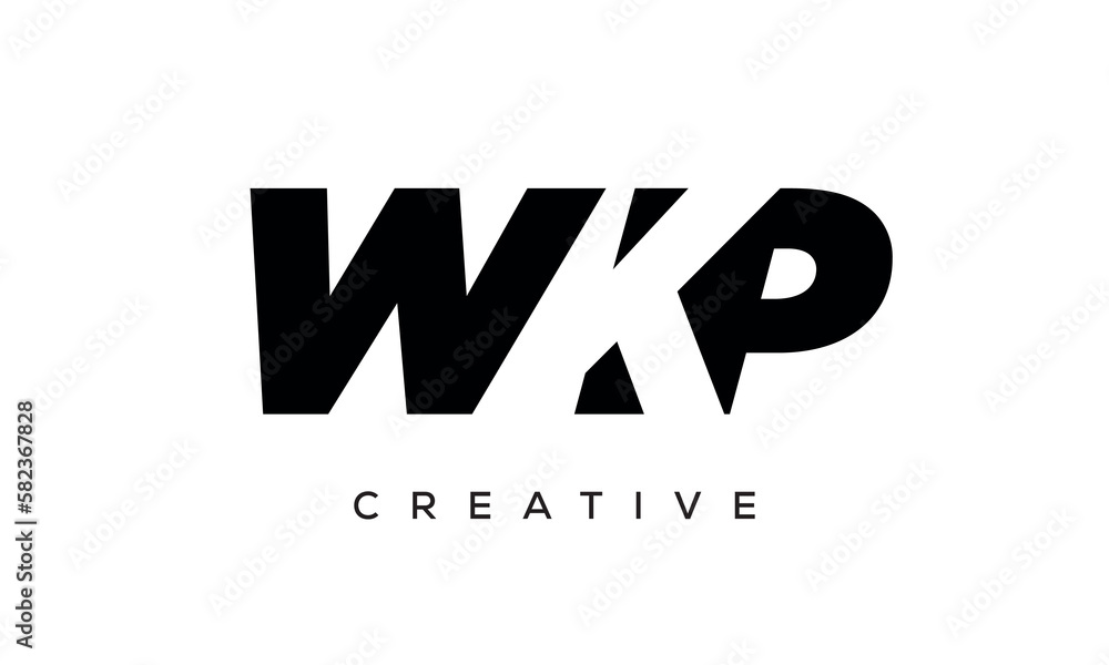 WKP letters negative space logo design. creative typography monogram ...