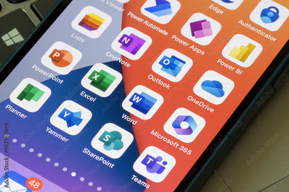 Portland, OR, USA - Mar 17, 2023: Assorted Microsoft 365 apps are seen ...