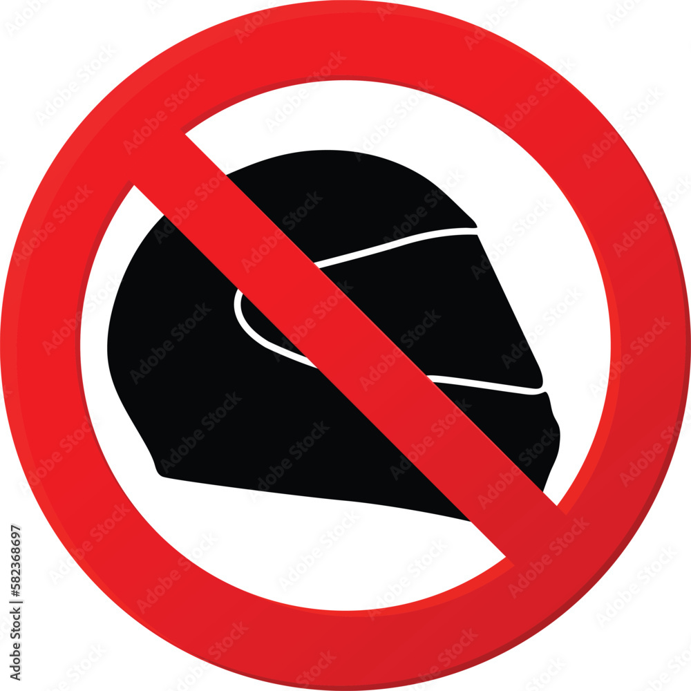 No Prohibition. warning icon prohibited from wearing a helmet in the ...