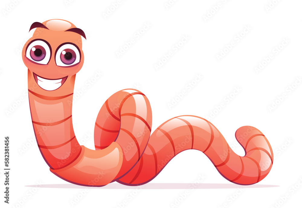 Cute worm cartoon illustration isolated on white background Stock ...