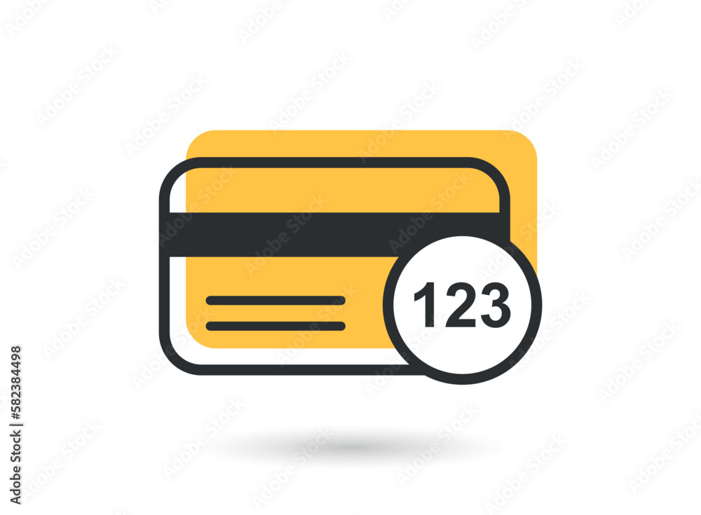 Credit card icon in flat style. CVV verification code vector ...