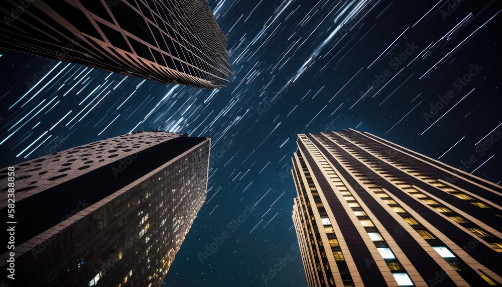 Upward view from bellow to high rise skyscrapers building under ...