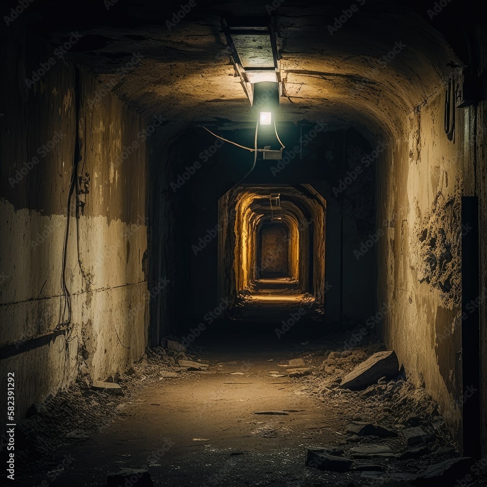 Desolate underground bunker with eerie atmosphere. (Generative AI ...