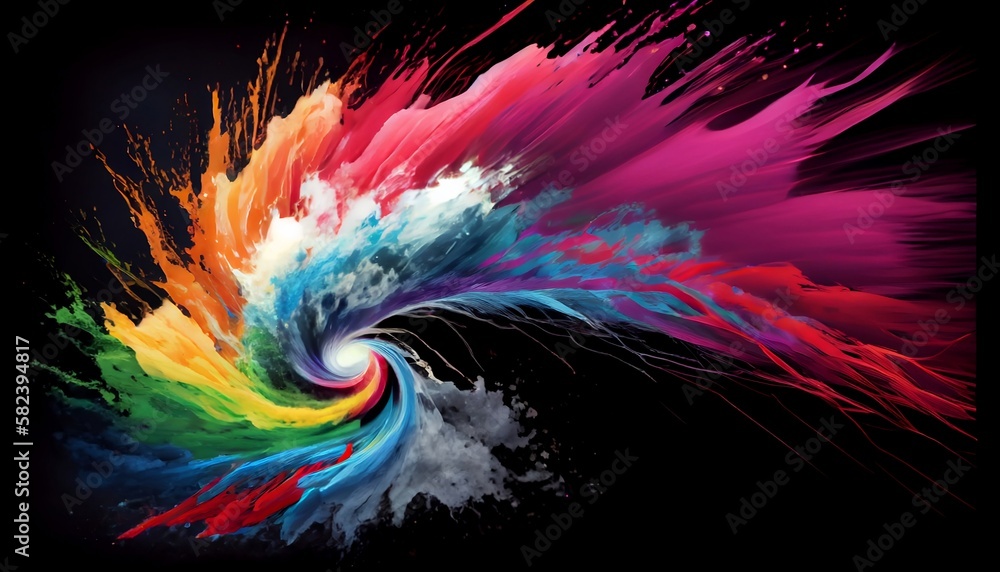 Generative AI, Illustration, Rainbow Blast: Capture the raw power and ...