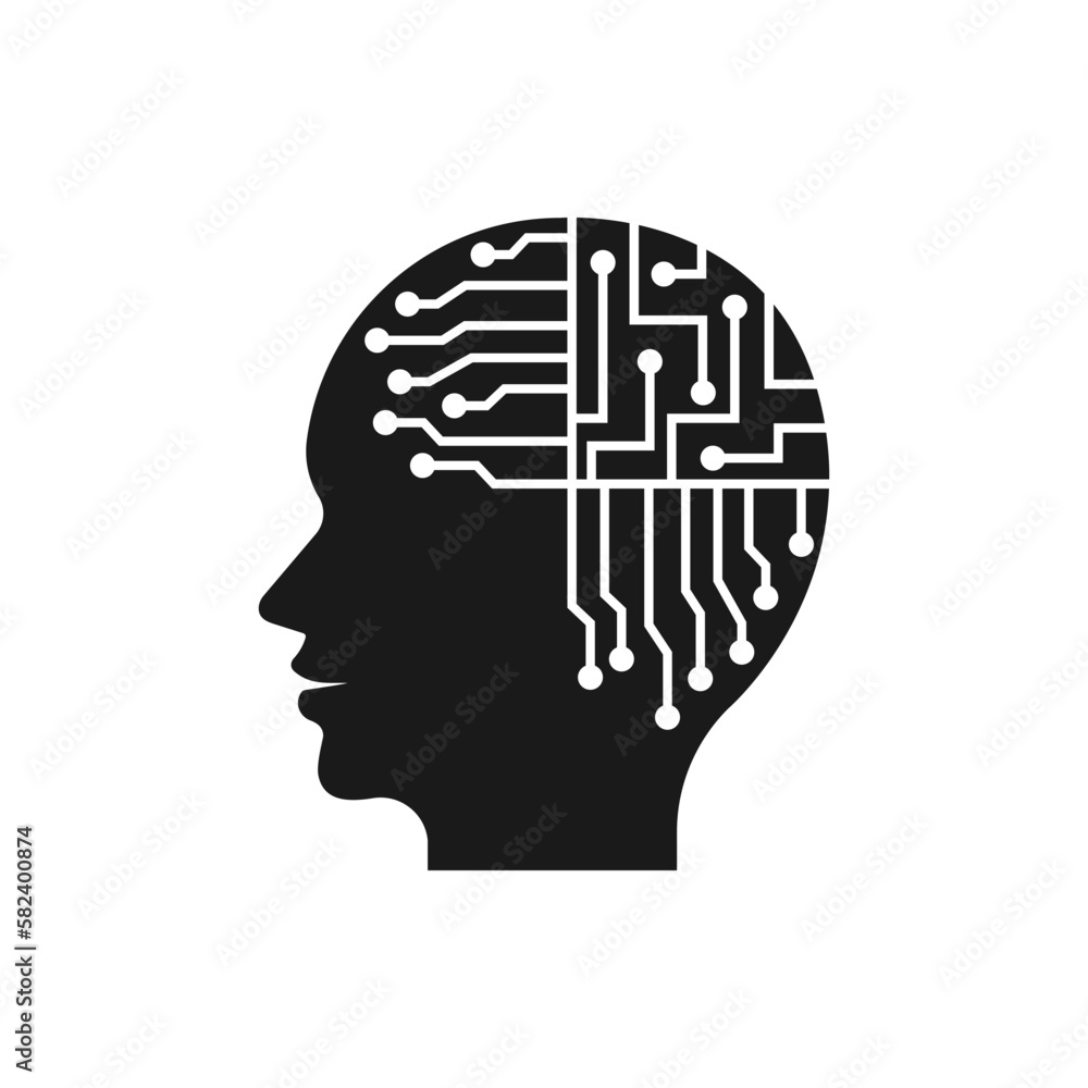 Artificial intelligence. Machine learning, Neuron technology icon ...