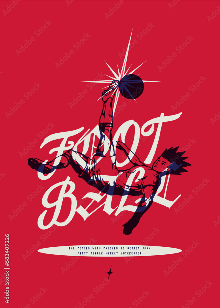 Anime Football. Soccer player in anime style kicking overhead. Footbal ...