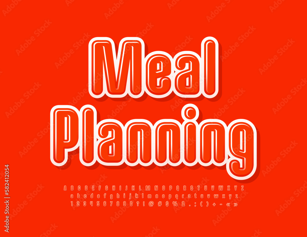 Vector bright concept Meal Planning with Red modern Font. Stylish ...