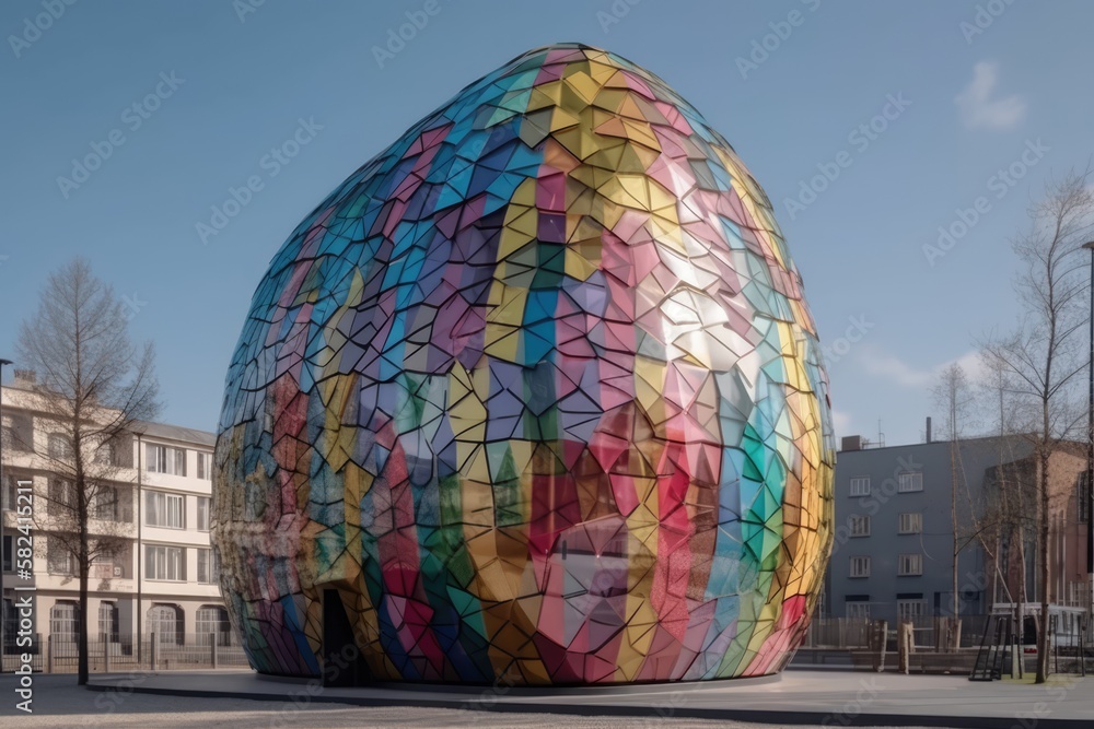 Realistic photos of buildings that look like Easter eggs. Generative AI ...