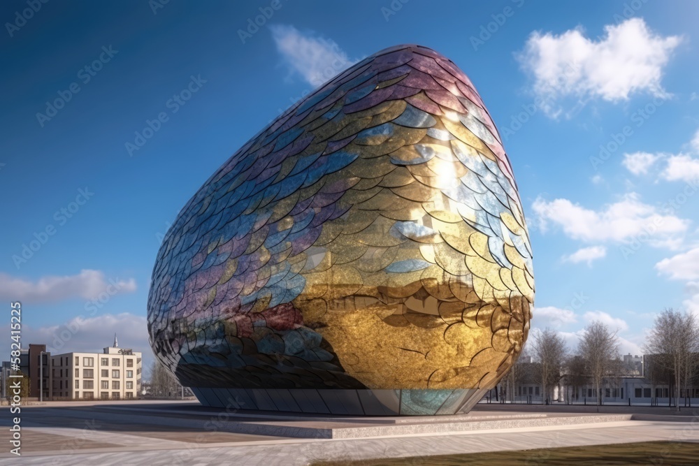 Realistic photos of buildings that look like Easter eggs. Generative AI ...