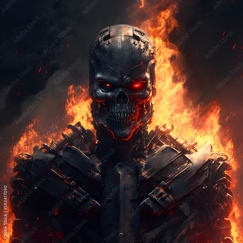 Terminator 2 Skull On Fire