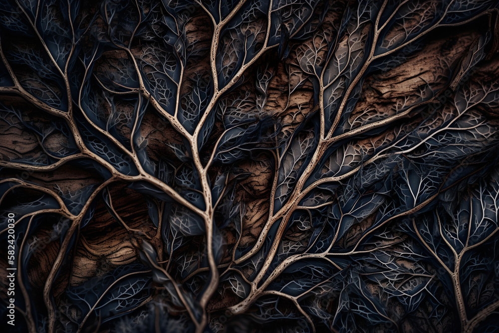 Abstract natural tree roots pattern with a dark and dramatic color ...