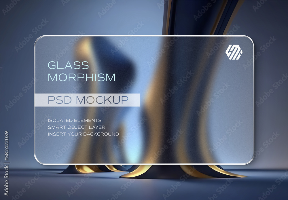 Glossy Frosted Glass Morphism Mockup on Editable Background Stock ...