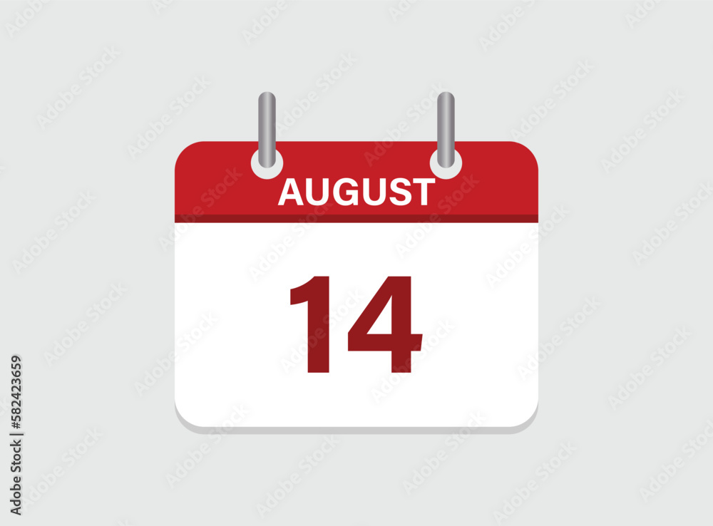 Vetor de 14th August calendar icon. Calendar template for the days of ...