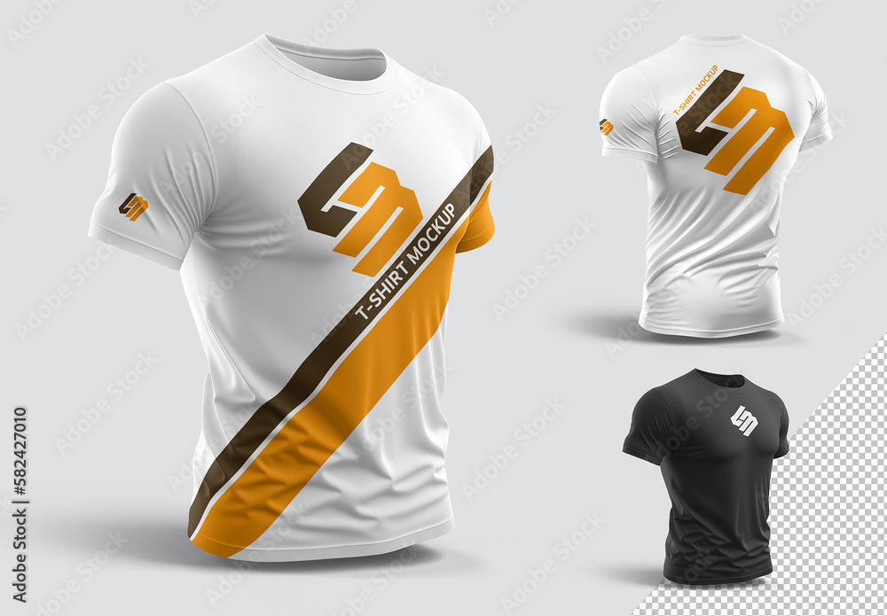 Two Tight T-shirt On A Muscular Body Mockup Stock Template | Adobe Stock