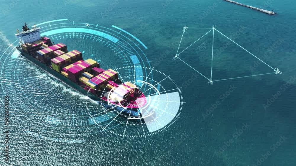 Technology Cargo Container Ship Futuristic Global . Container Ship with ...