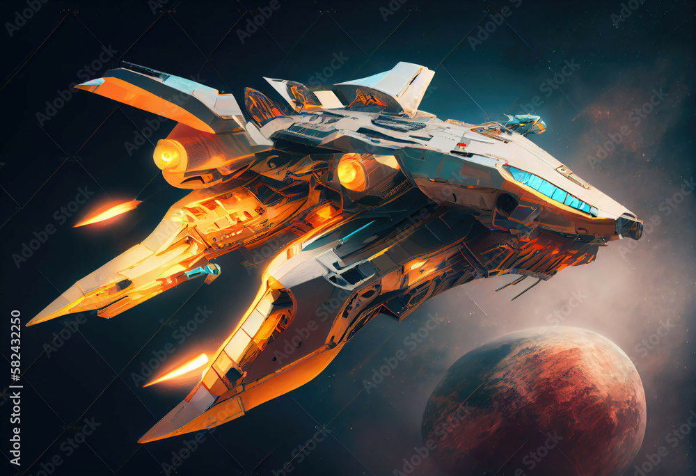 AI generated futuristic spaceship in outer space - Generative AI Stock ...