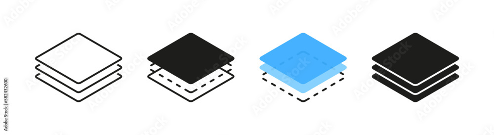 Layer icon set. Three level layer sign. Layout symbol. Vector ...