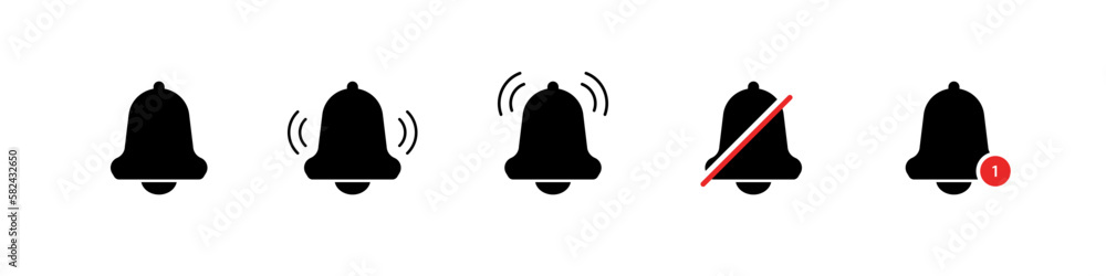 Notification bell icon on transparent background. Alert and message ...