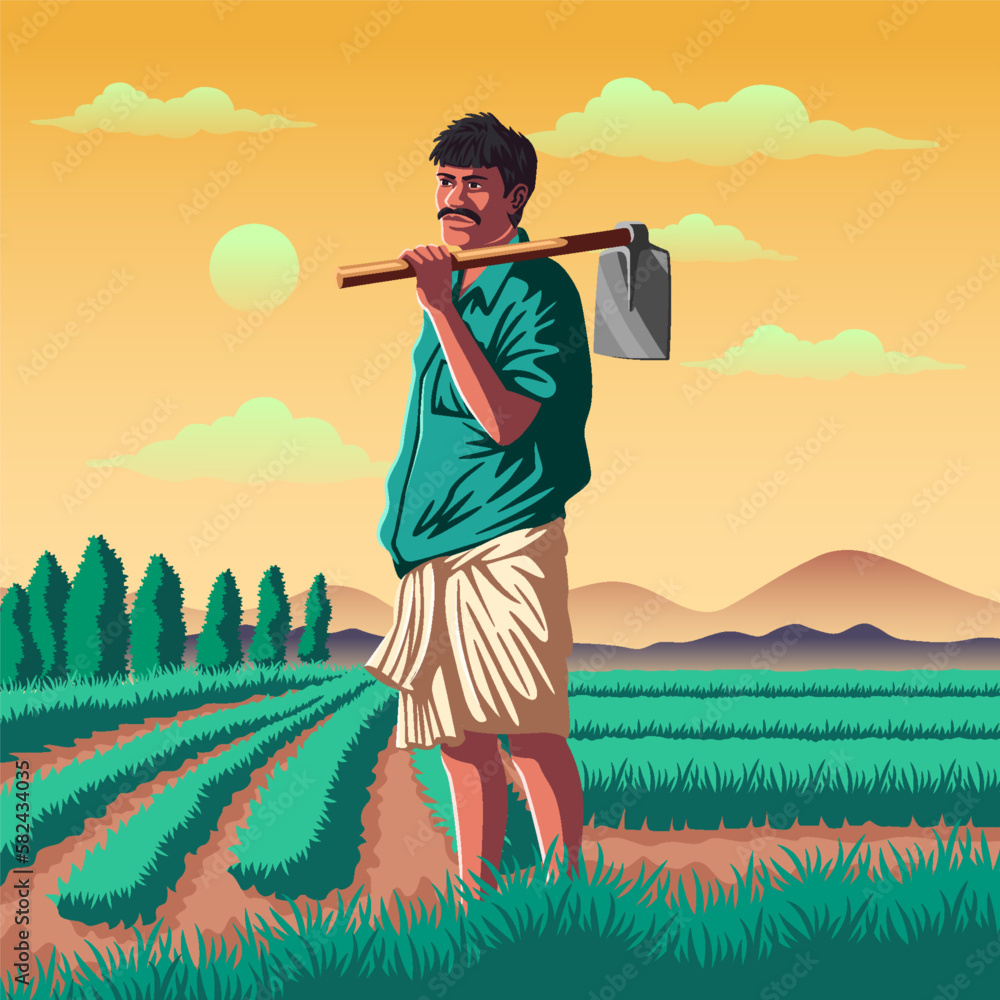 Jharkhand Farmer - A Vibrant Vector Illustration Depicting the ...