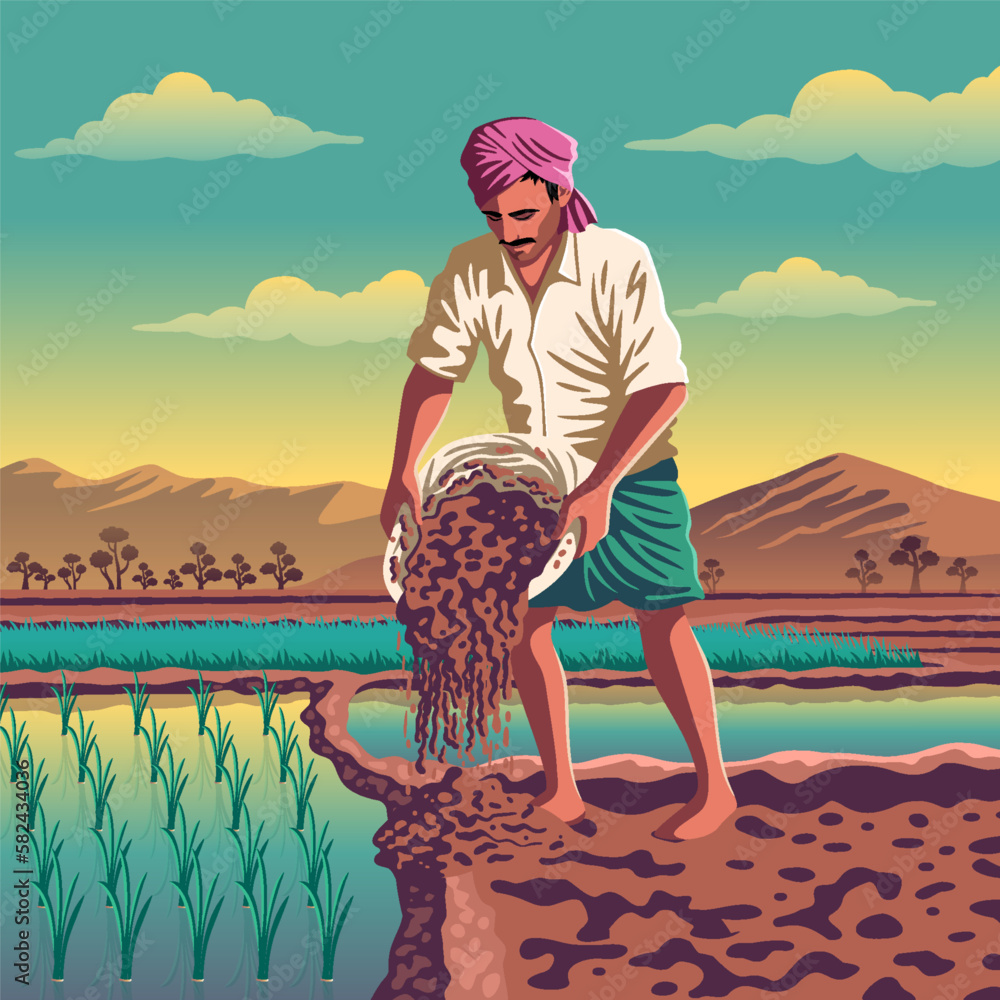 Karnataka Farmer - A Vibrant Vector Illustration Depicting the ...