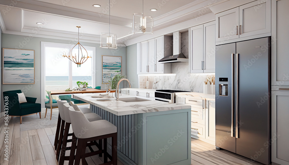 Coastal Modern A Sleek and Stylish Kitchen with Beachy Accents, Modern ...
