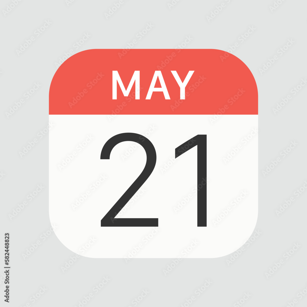 May 21 icon isolated on background. Calendar symbol modern, simple ...